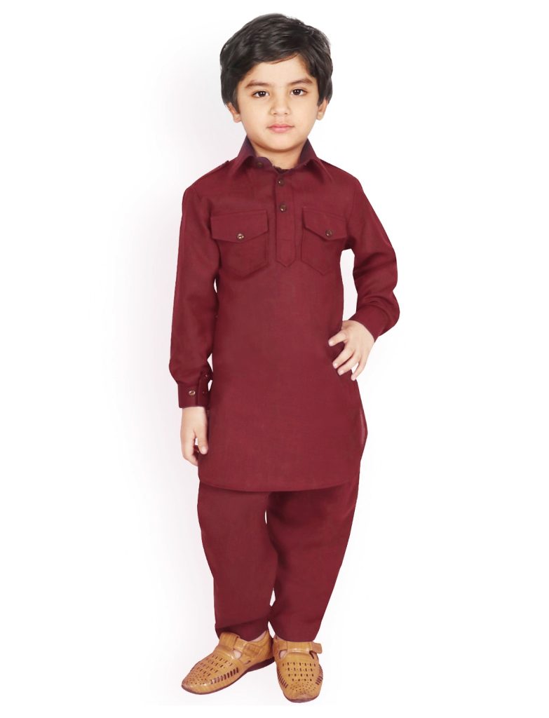 Best Boys Pathani Dress in Maroon | IndiFeels