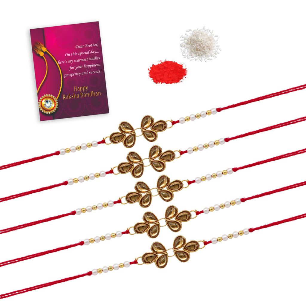 Buy Gold Rakhi Online For Brother Online at IndiFeels