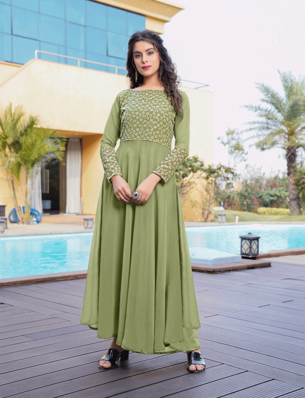 Shop Green Long Kurti Women at - IndiFeels Australia