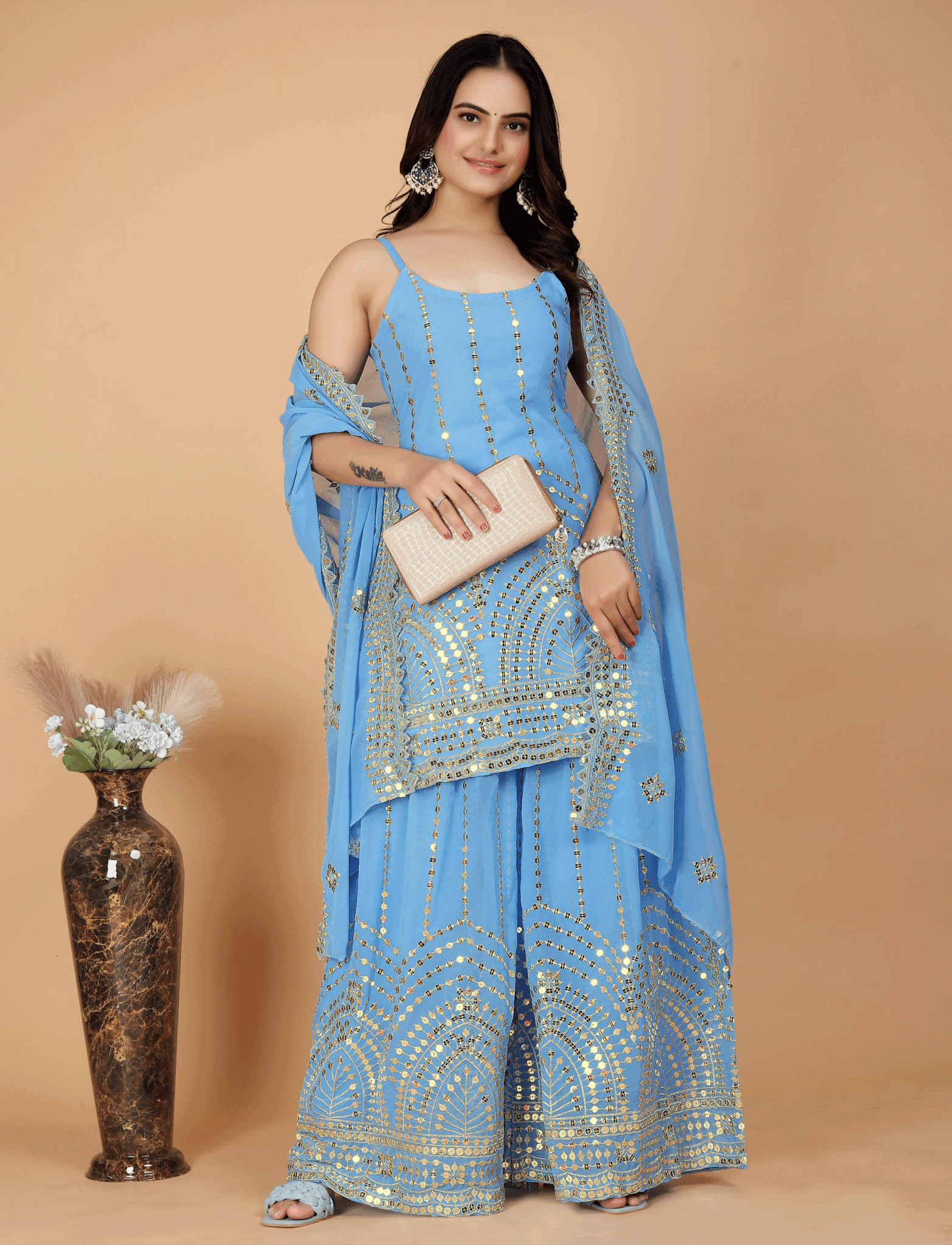 Sky Blue Sharara Suit | SHOP NOW @Indifeels Australia