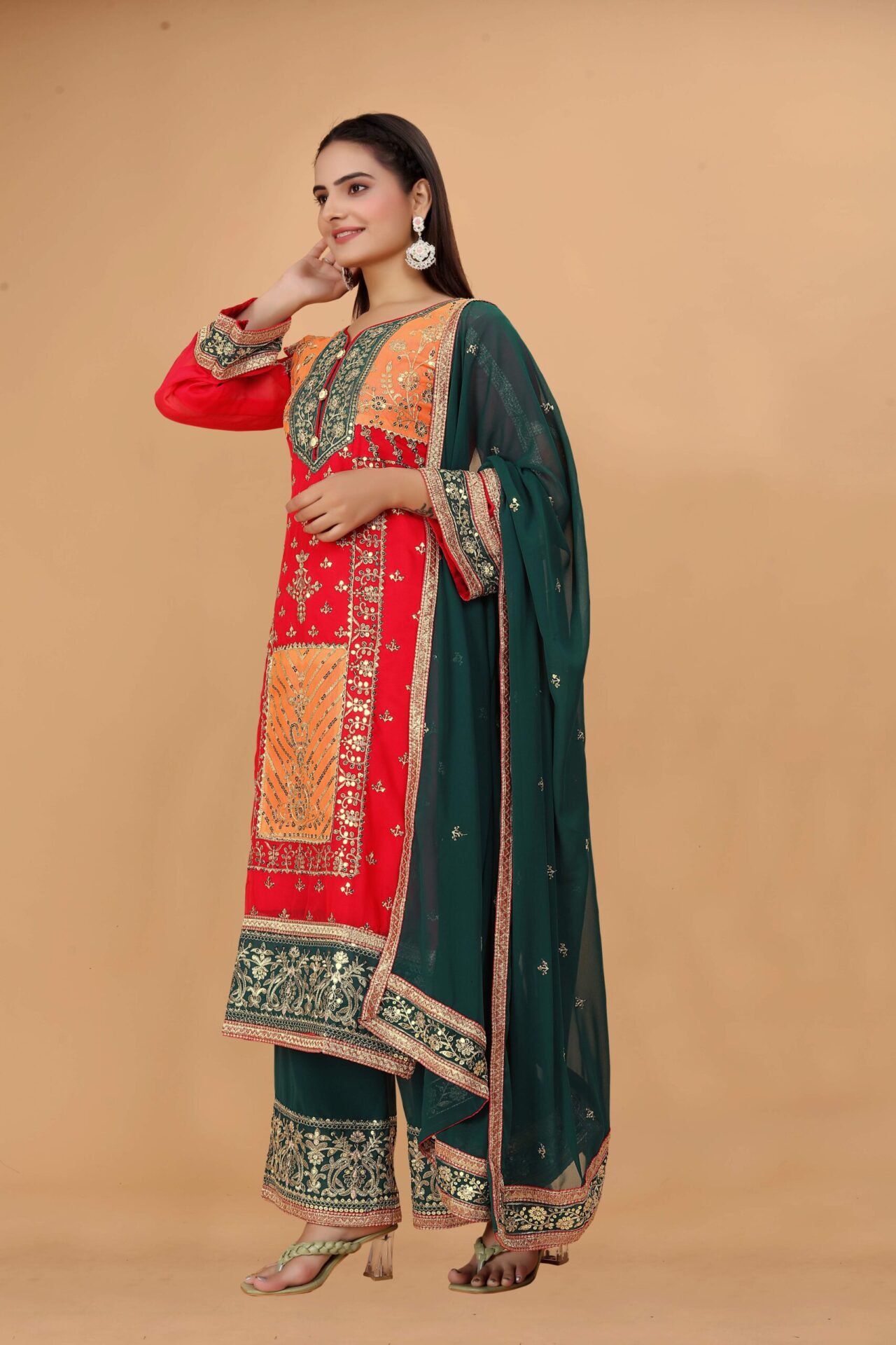 Shop Traditional Pakistani Plazo Suit For Women at IndiFeels